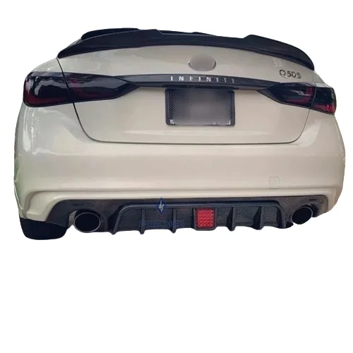 Honeycomb Style Carbon Fiber Rear Bumper Diffuser With Led For Infiniti ...