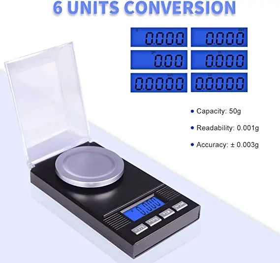 Mini Carat Scale Digital Pocket Jewelry Scale 20g/50gx0.001g Ideal for ...