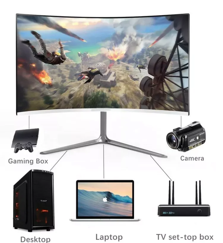 Curved 75hz Id Monitor 23.8 Inch For Gaming Pc 2500r Computer Desktop ...