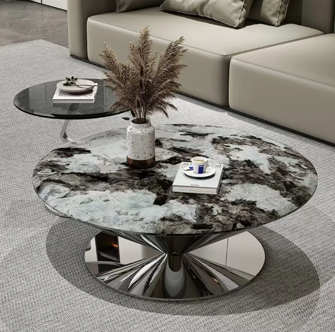 Mirror Frame Coffee Table Set Living Room Furniture Luxury Style High ...