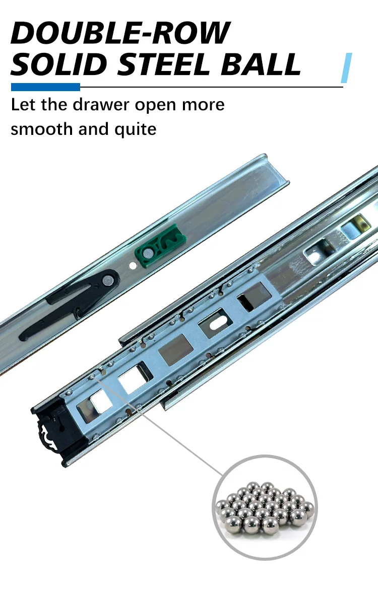 Cold Rolled Steel Telescopic Slide 3 Fold Furniture Ball Bearing Drawer ...