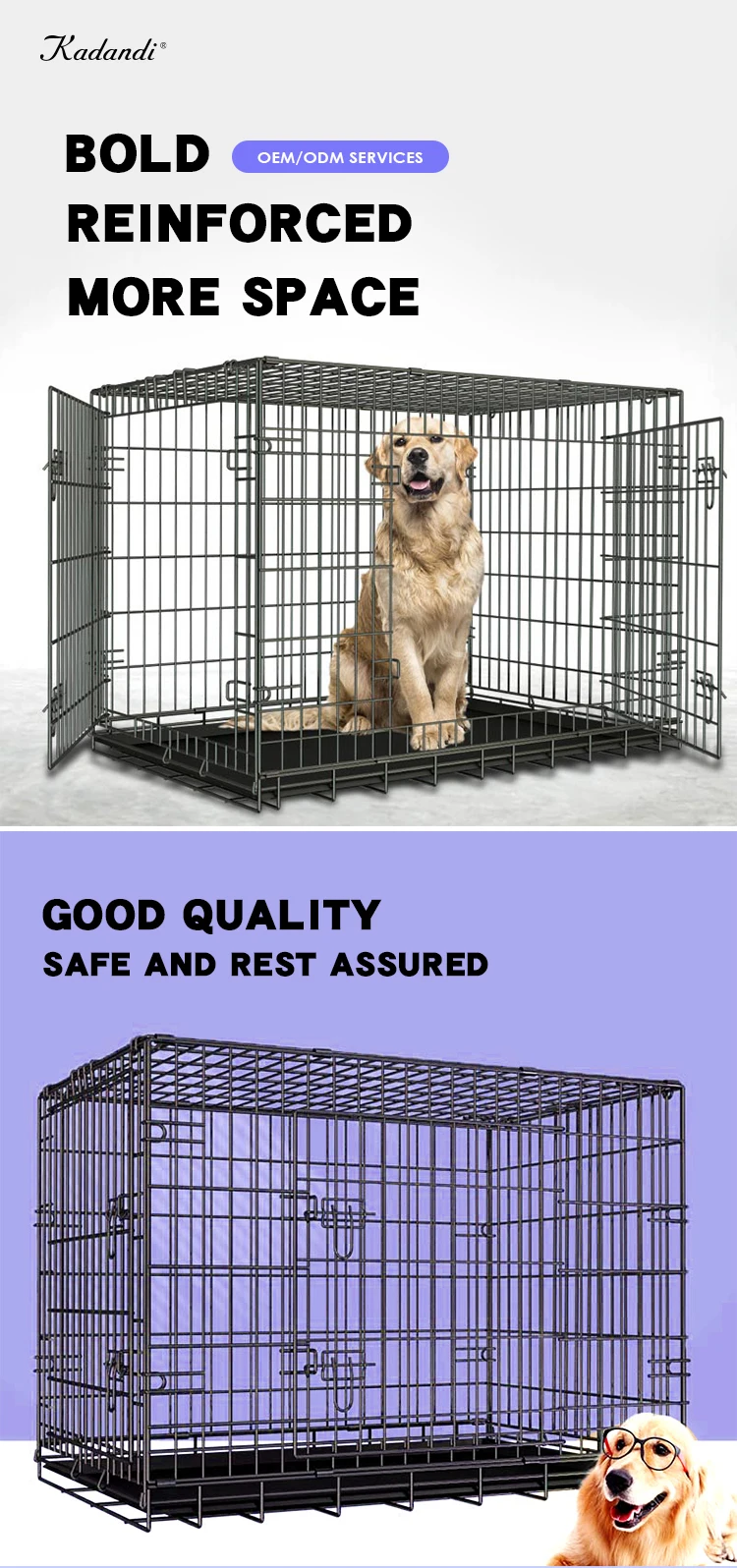48'' Collapsible Metal Large Xxl Dog Cage Metal Kennels,Stackable Dog ...