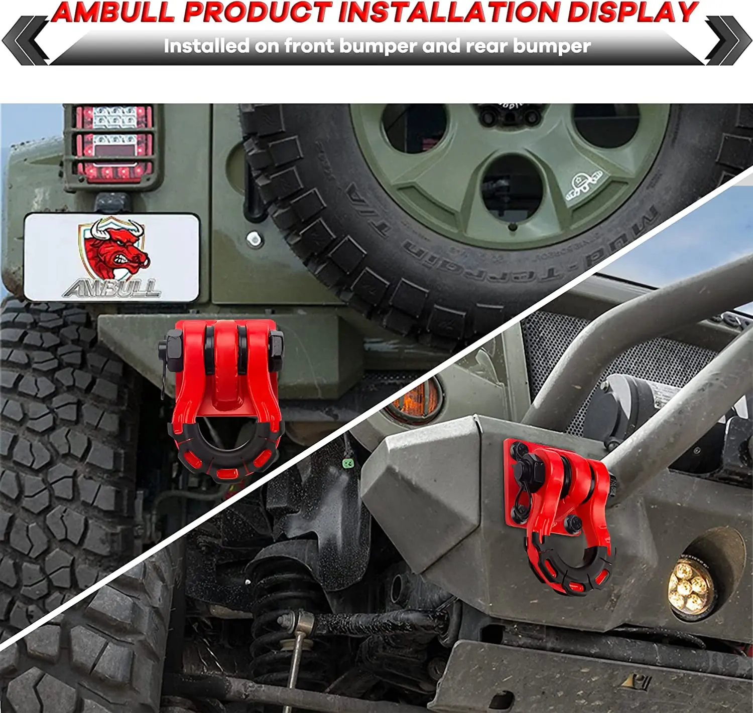 Tie Down D-Ring Shackles Mount with Backer Plate Towing Shackle Towing ...