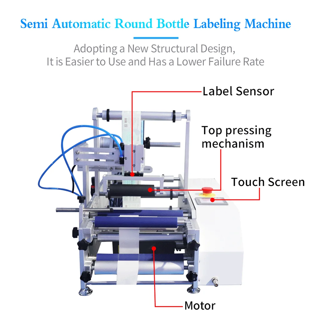 Small Semi-automatic Round Bottle Labeling Machine Self-adhesive Labeling Machine Wine Bottle ...