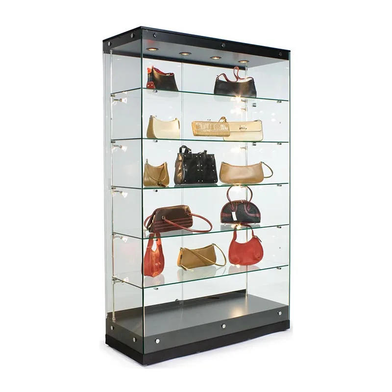 Hikuya Frameless Glass Countertop Showcase Full Vision Glass Display ...