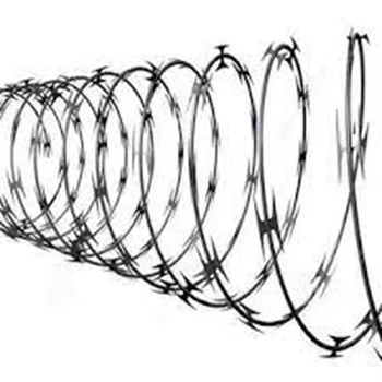 Straight Line Triple Concertina Razor Barbed Wire Mesh Fence Anti Climb ...