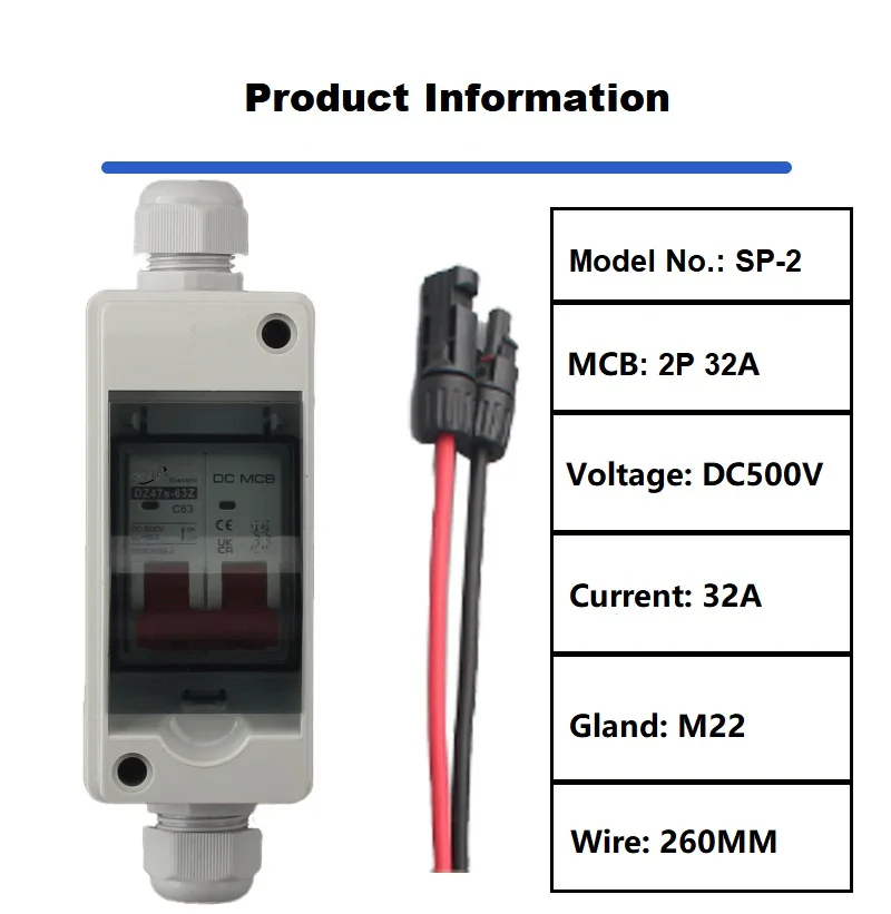 IP65 2P 32A PV DC Disconnect Switch With Mini Circuit Breaker for ...