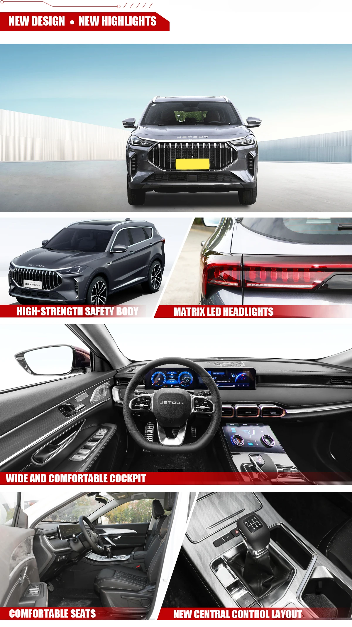 Hot Sales 2024 Jetour X70 Plus New Gasoline Car Suv 1.5t Power Chery Used Petrol Hybrid Electric ...