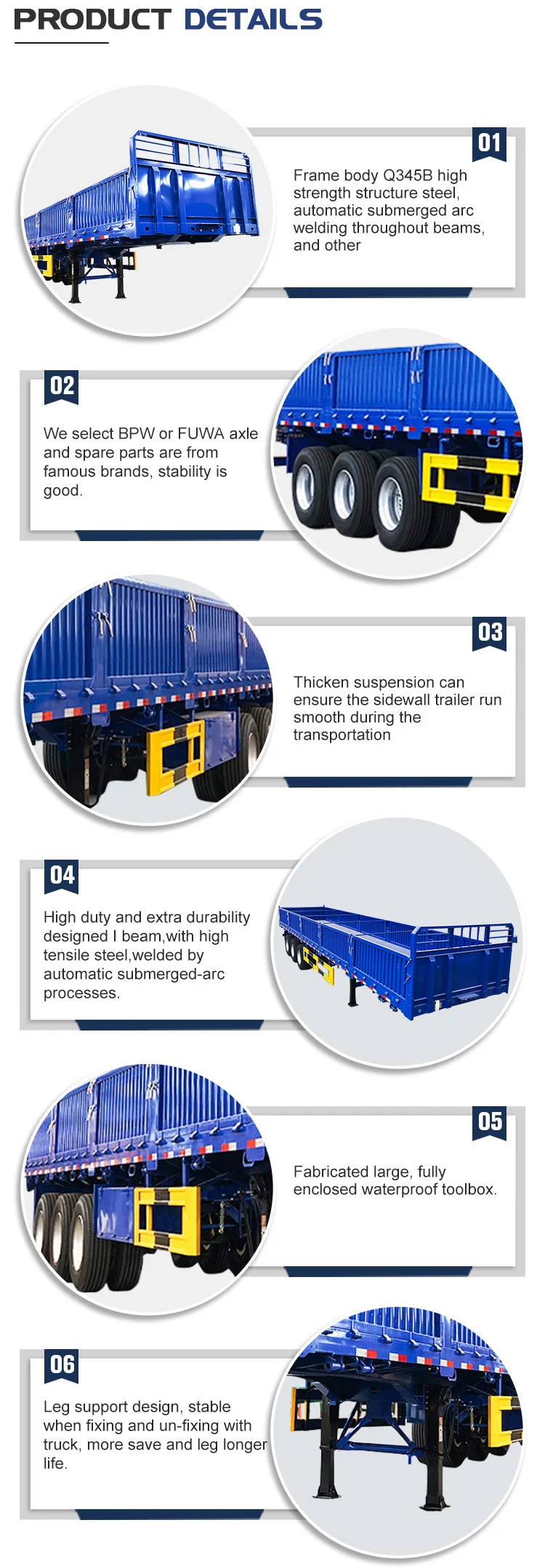 All Series Of Trailer Side Wall Semi Trailer Tri-axle 50 Tons Drop Side ...