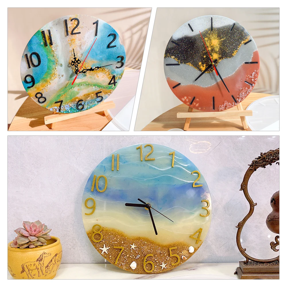 Dm744 Silicone Resin Molds Epoxy Clock Big Round Cement Clock Mould And ...