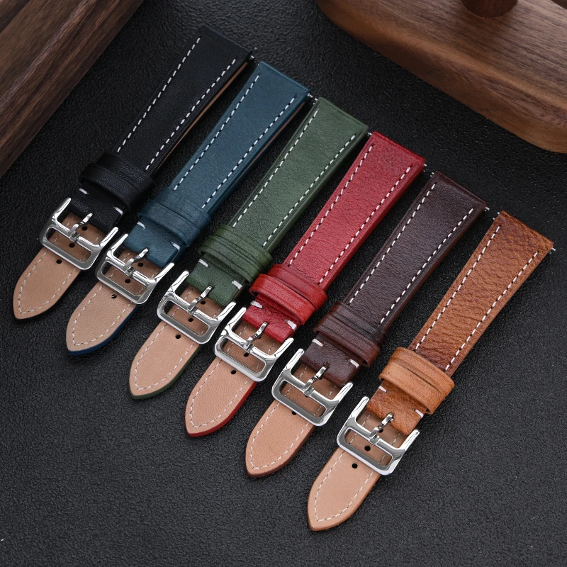 Premium Handmade Genuine Vintage Full Grain Leather Watch Strap With ...