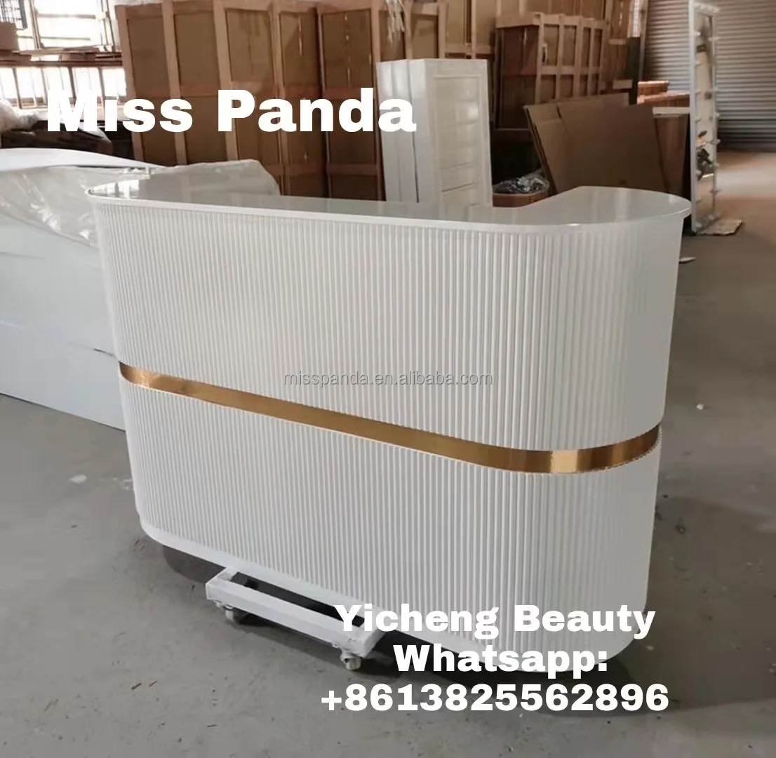 Custom Logo Cashier Reception Desk Durable Counter Hot Pink Or White ...