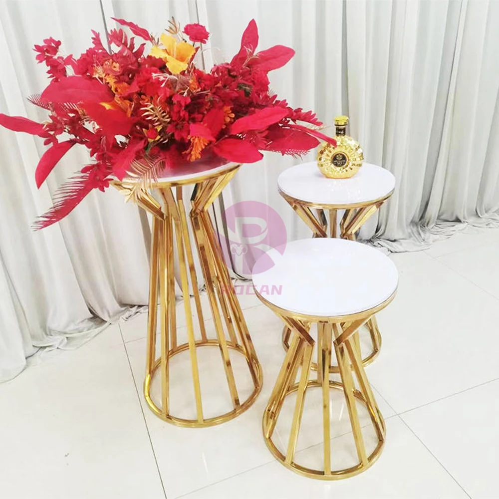 White Top Gold Cinderella Stand Pedestal Set for Wedding Cakes