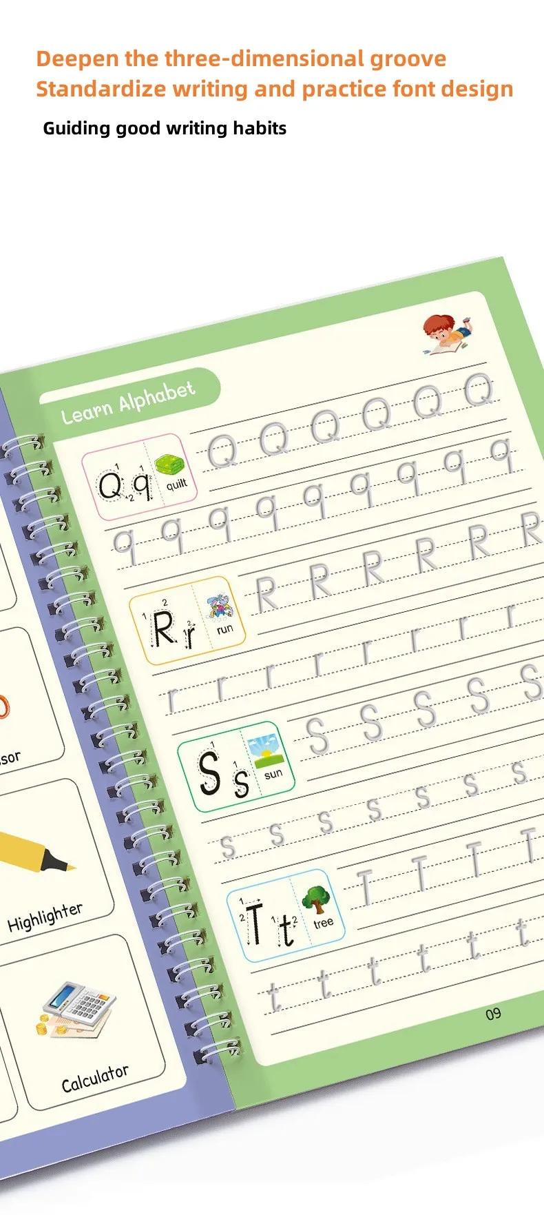 4 Pieces/Set Reusable Sank Magic Practice Copy Book with Pen