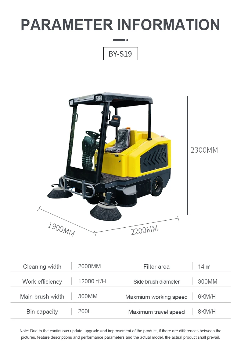 2-in-1 Industrial Driveway Vacuum Floor Parking Lot Sweeper