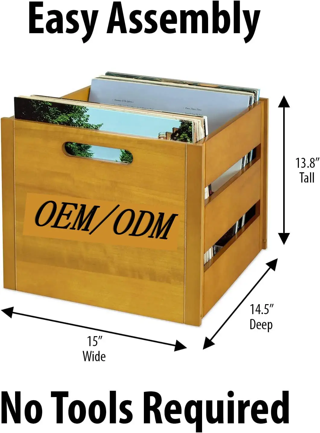 Wooden Record Crate - Table Top Album Holder And Organizer For All ...