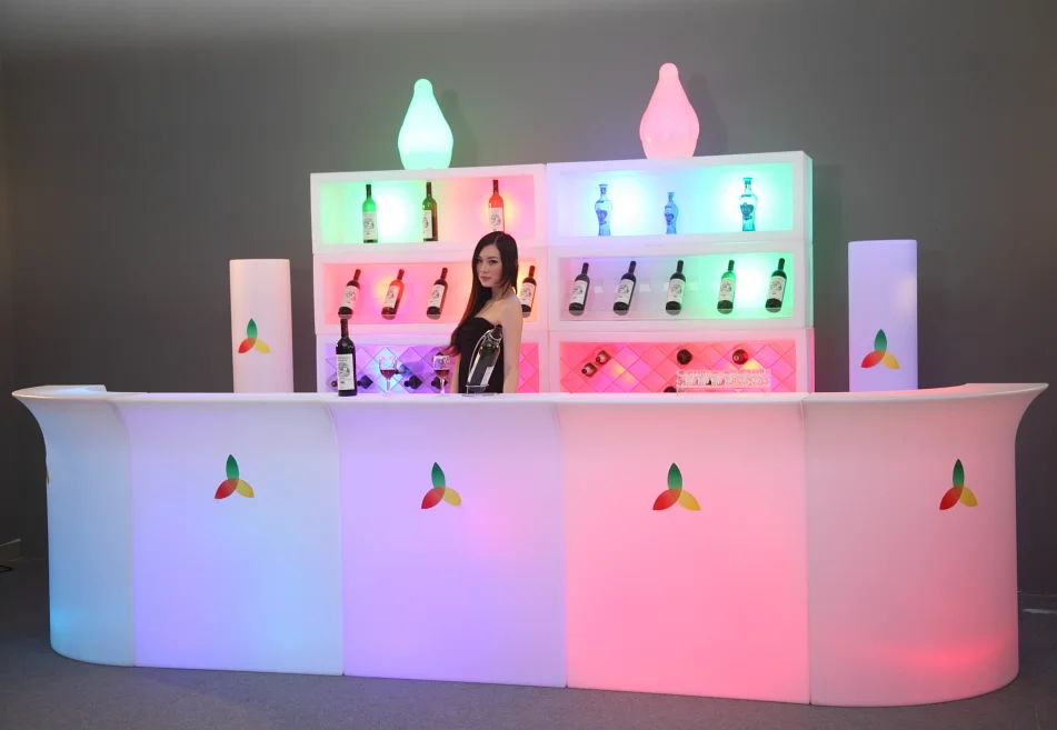 Led Club Illuminated Bar Furniture Set Led Reception Counter Music Bar ...