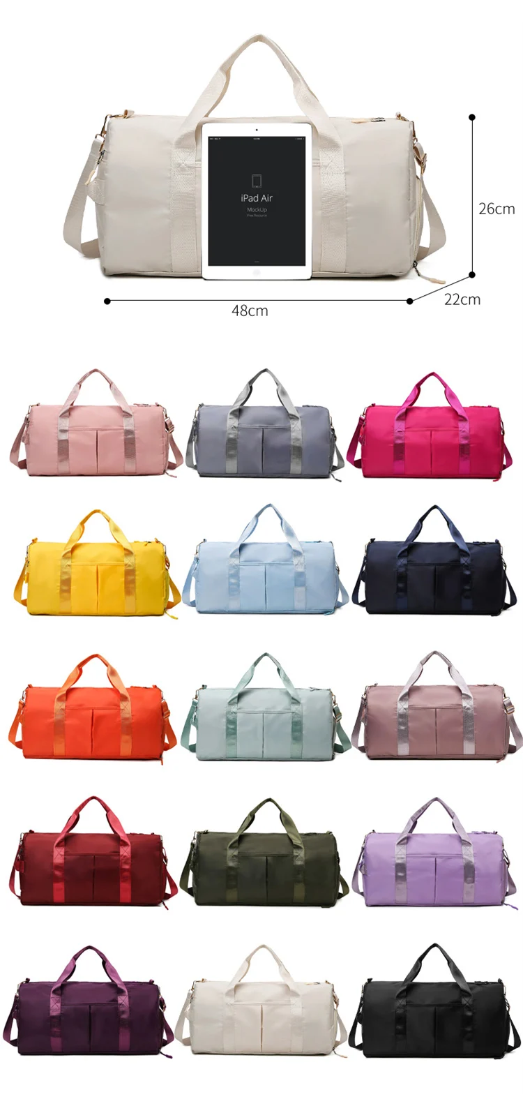 Customizable Large Fitness Nylon Duffle GYM Bag Female