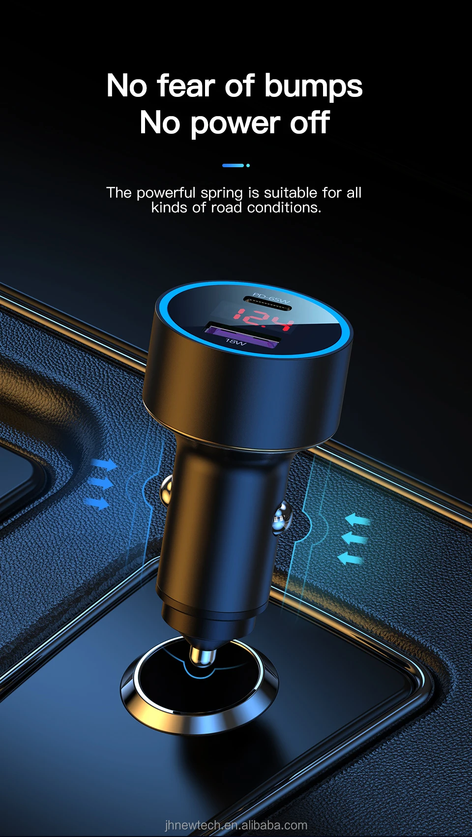 Logo Customize Pd65w Qc18w Usb Car Charger 65w Fast Charging Led ...