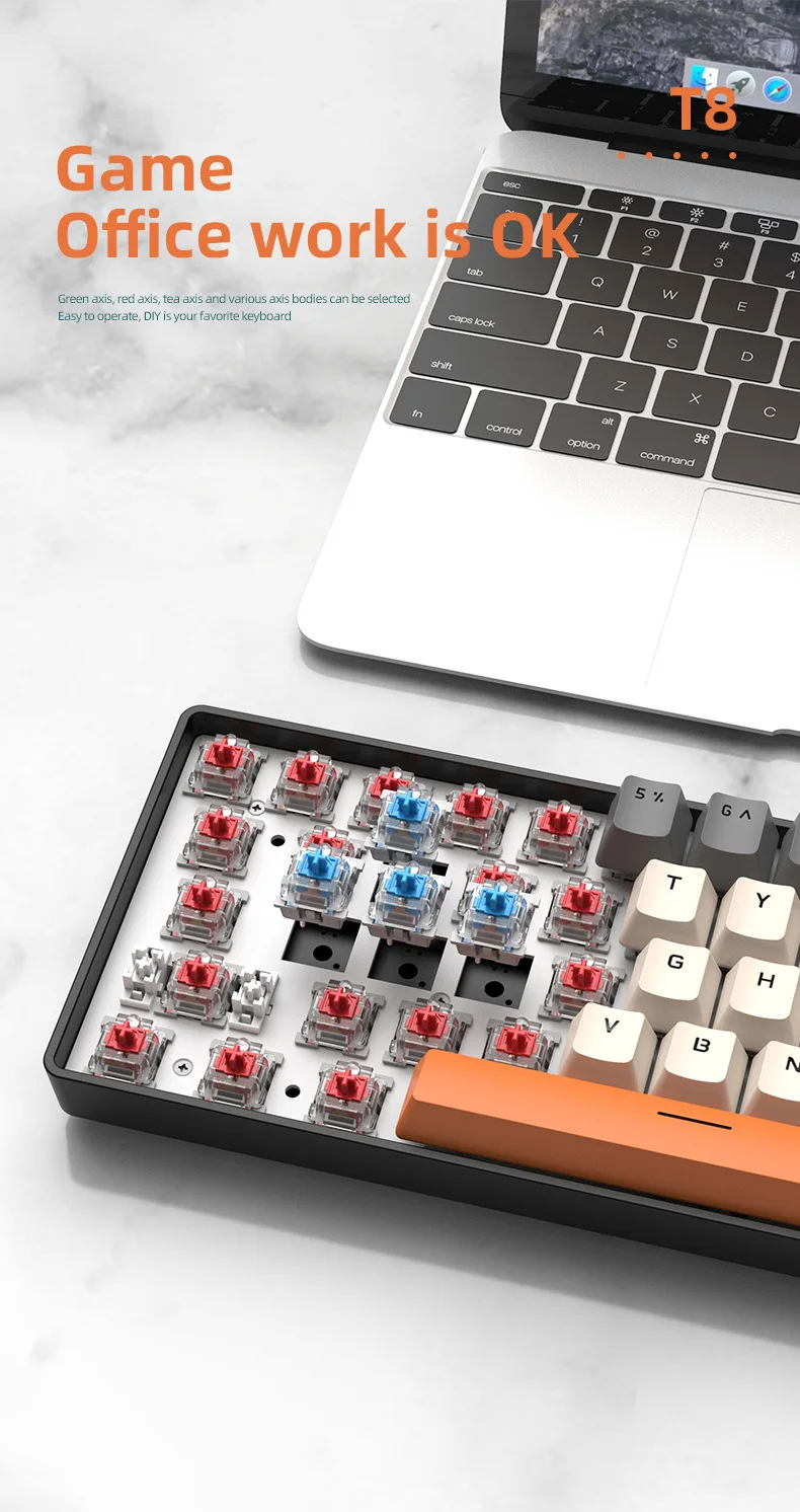 Free Wolf T8 Rgb Mechanical Keyboard 68 Keys Custom Mechanical Keyboard ...