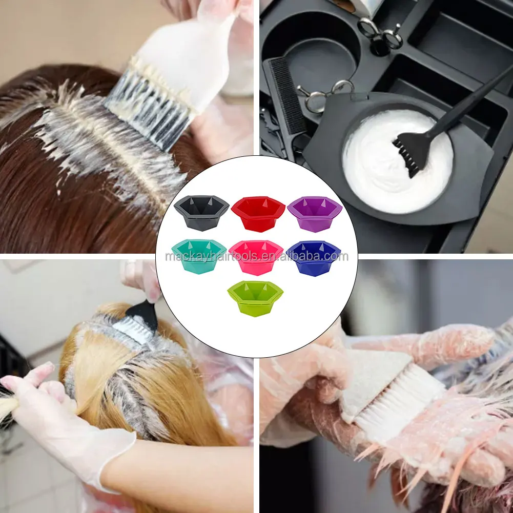 7 Rainbow Application Brushes And Mixing Bowls Kit Professional Salon ...