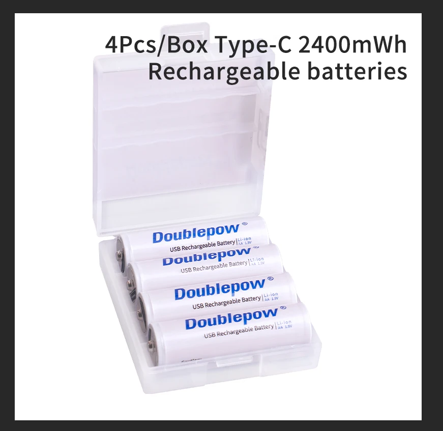 Doublepow 2400mwh Aa 1.5v Type C Rechargeable Lithium Ion Battery New ...
