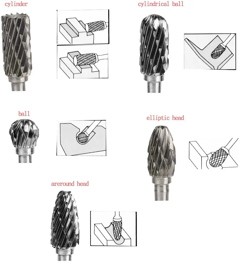 Double Cut Carbide Rotary Burr Set 10 Pcs Tungsten Steel For ...