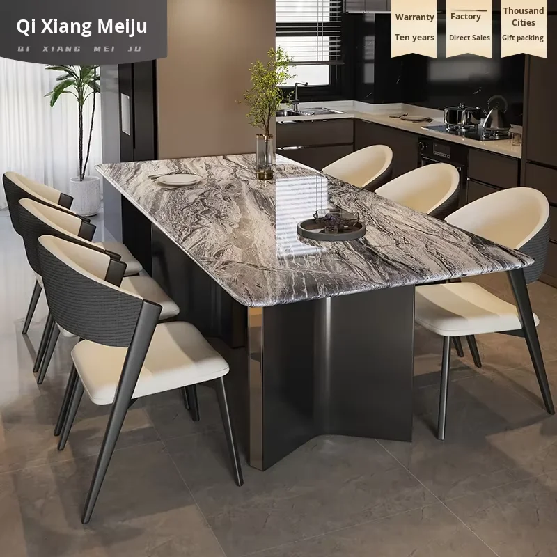 Italian Style Microcrystalline Stone Dining Table Chair Set Luxury ...