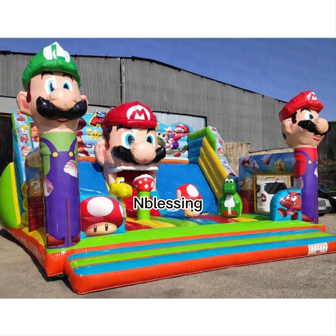Super Mario Inflatable Bouncer With Slide Pvc Inflatable Bounce House ...