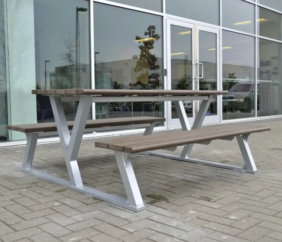 Outside Patio Hotel Wooden Table Bench Modern Dining Restaurant Garden ...