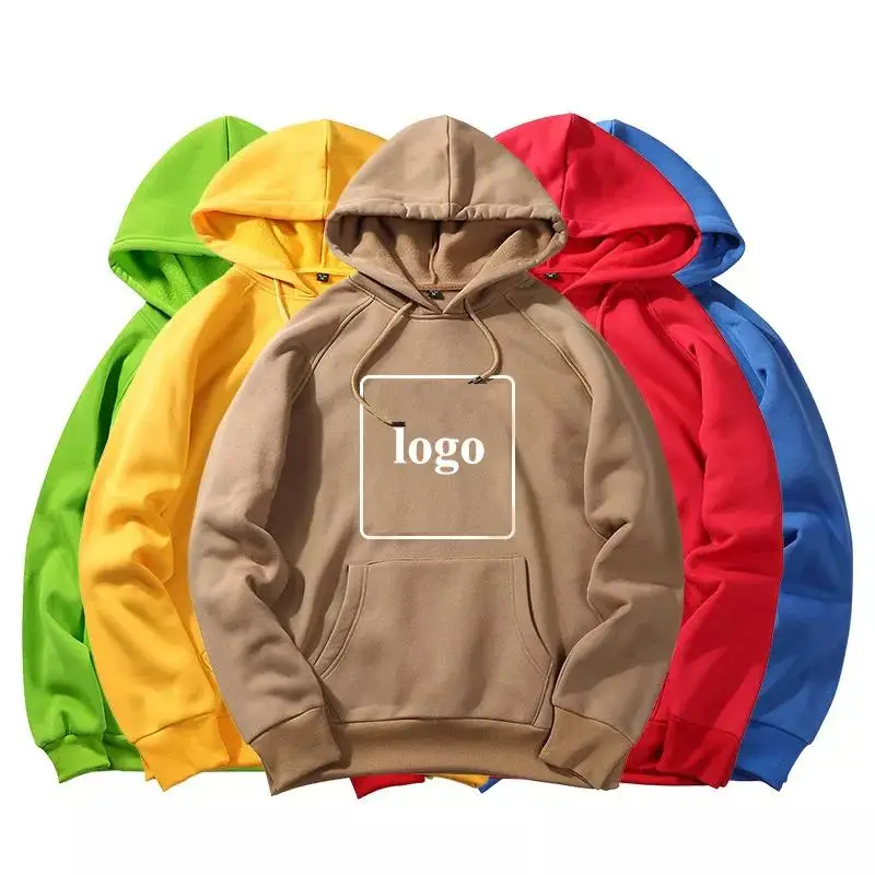 Logo Customized Printed Hoodies With Pocket Sweatshirts Long Sleeve Plain Color Hoodies Plus ...