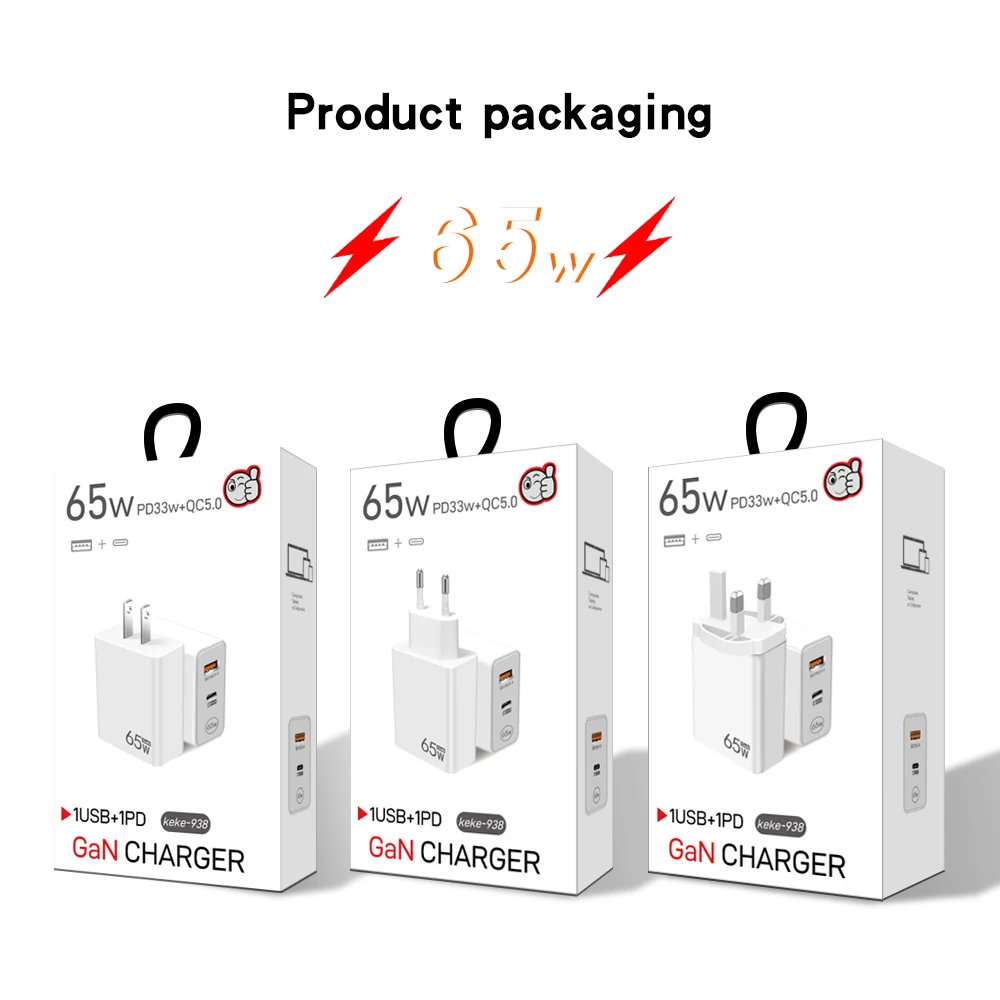 65w Gallium Nitride Laptop Charger Pd 33w Fast Charge Mobile Phone Charger Qc5.0 Universal Gan ...