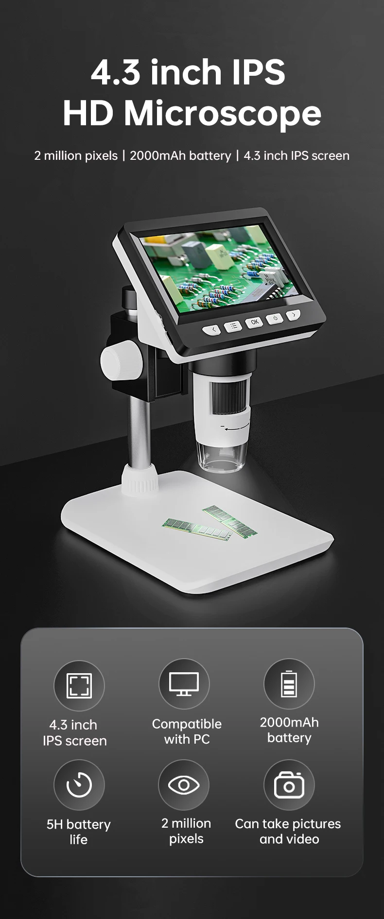 Inskam Digital Microscope - 1000X Magnification & HD