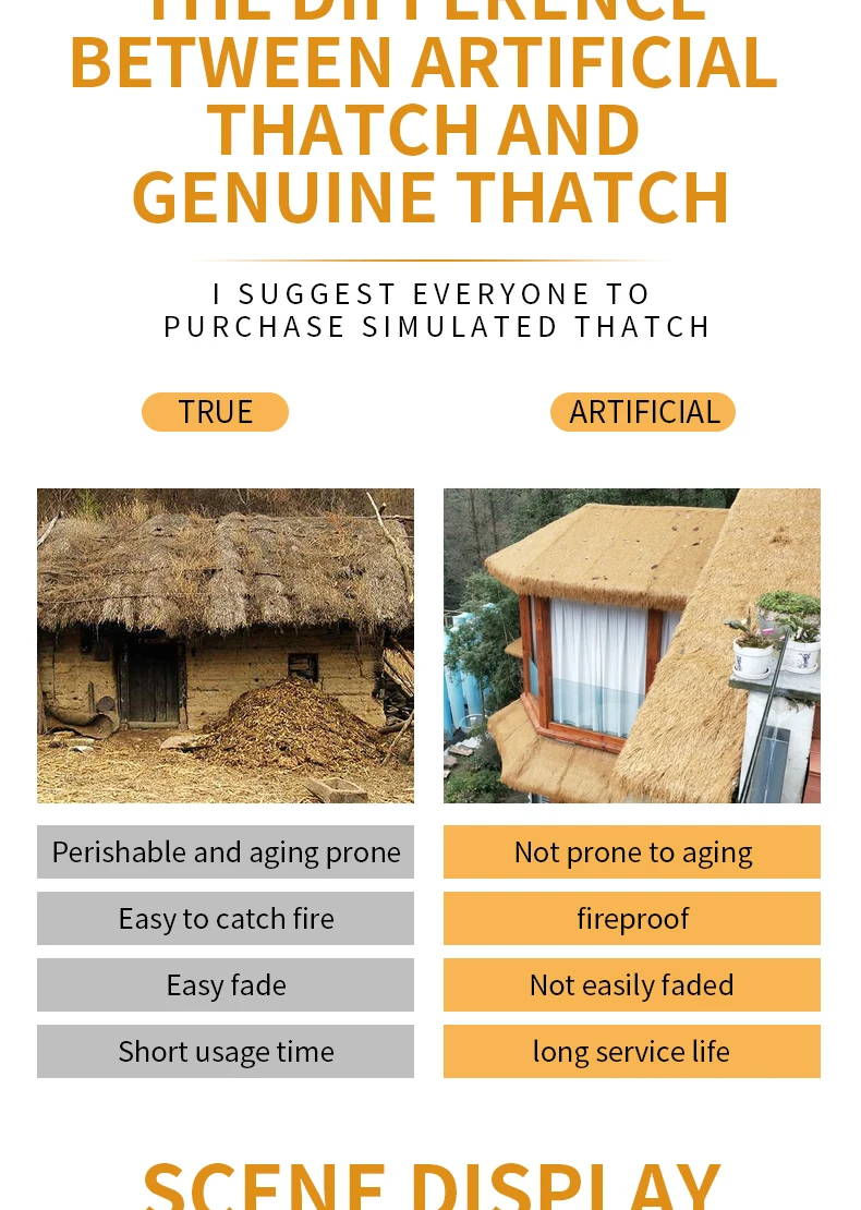 Artificial Thatch Roof Synthetic Reed Artificial Palm Thatch Yellow ...