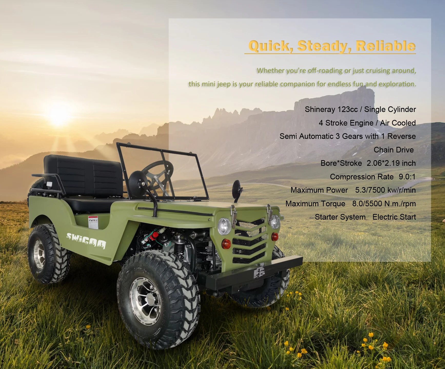 125cc Mini Jeep Semi Automatic 3+1 Gears Go Kart - Fun & Thrill