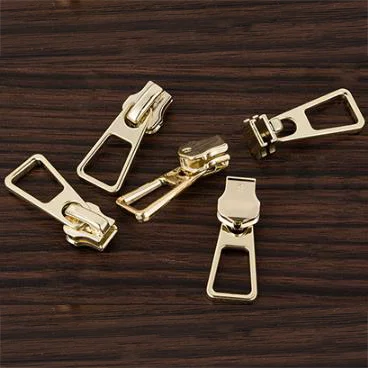 Wholesale 8# Light Gold Automatic Zipper Pulls Custom Trapezoidal Metal ...