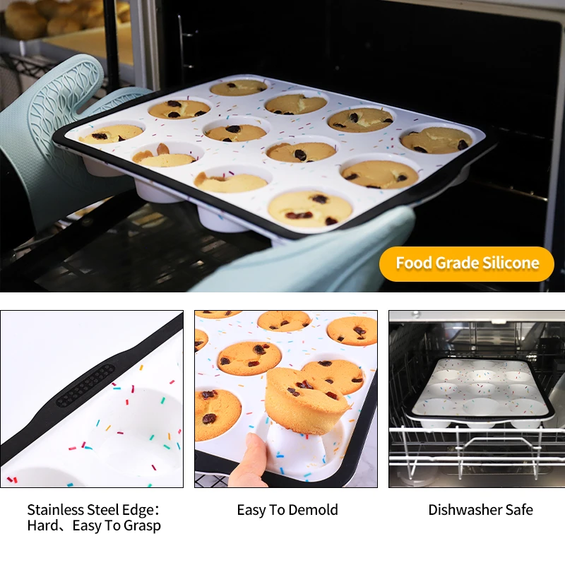 Non-stick Bakeware Bpa Free Silicone Mafen Cup Silicone Cake Mold Pans ...