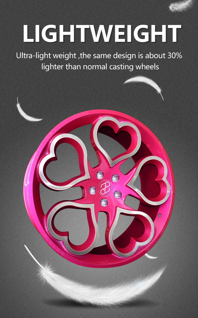 Pengzhen 16-22 Inch Pink Custom Love Heart Shaped 5x120 5x114.3 ...