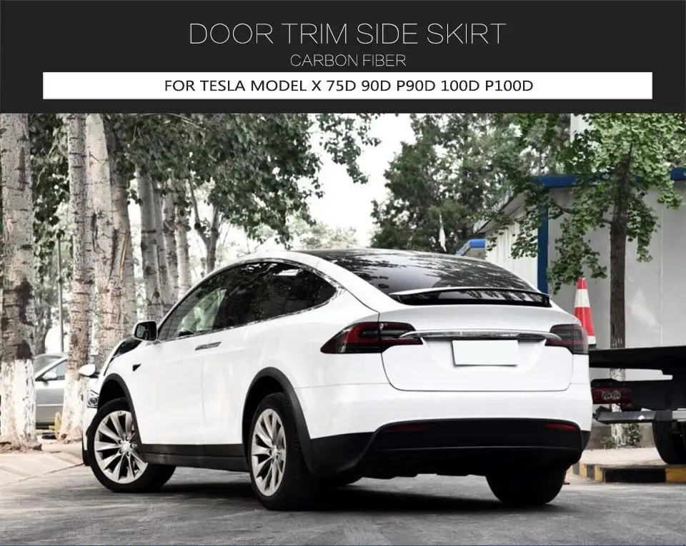 Carbon Fiber Car Body Kit Door Trim Side Skirts For Tesla Model X 2016 ...