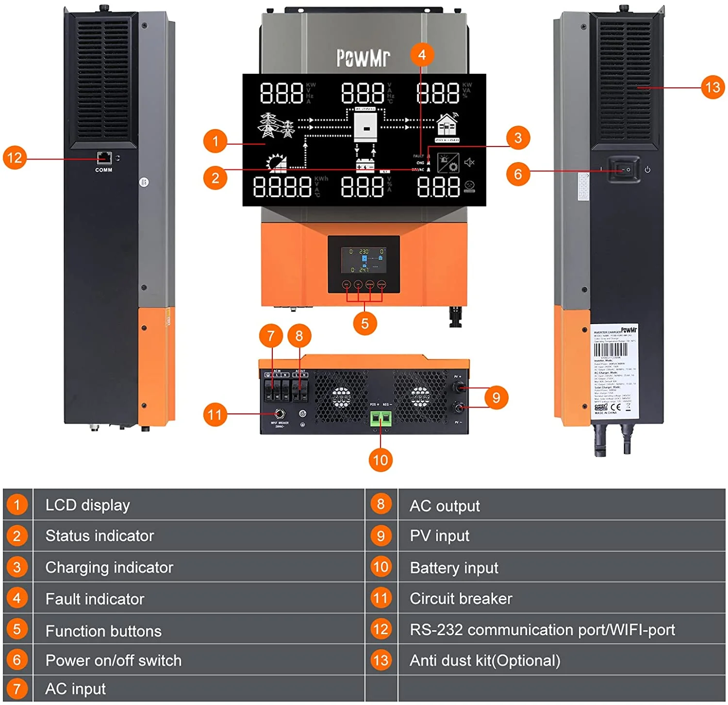 6.2KW Hybrid Solar Inverter with 120A MPPT Charge Controller