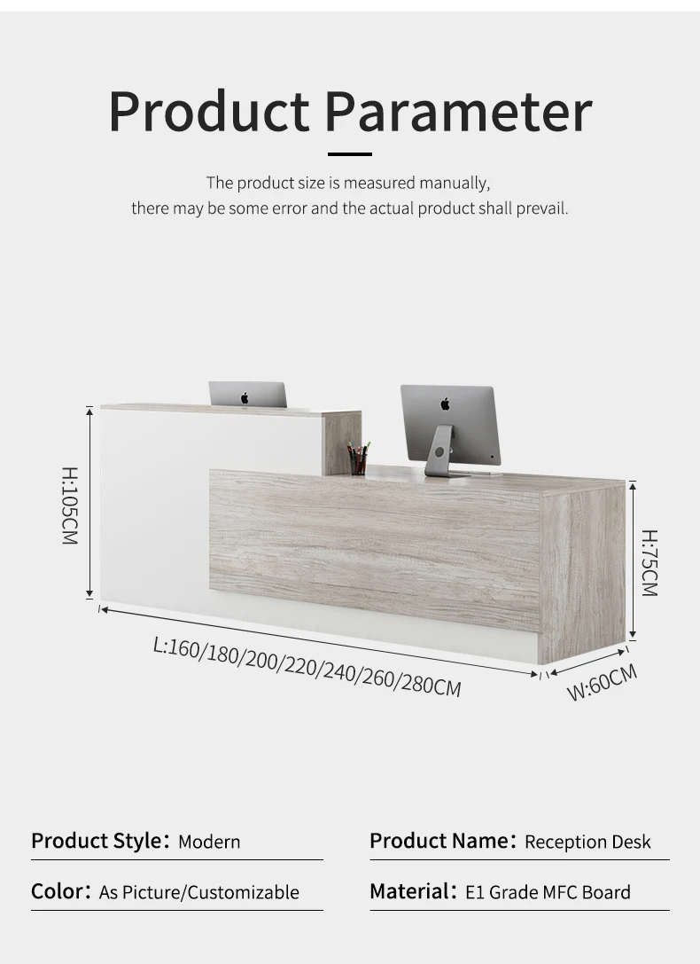 Modern Reception Desk - Customizable Office Front Counter