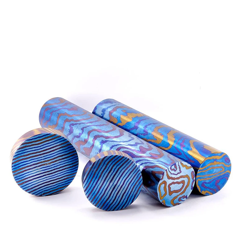 Mokume Gane Ti Damascus Bar Timascus Mokuti Bar Rod Stock