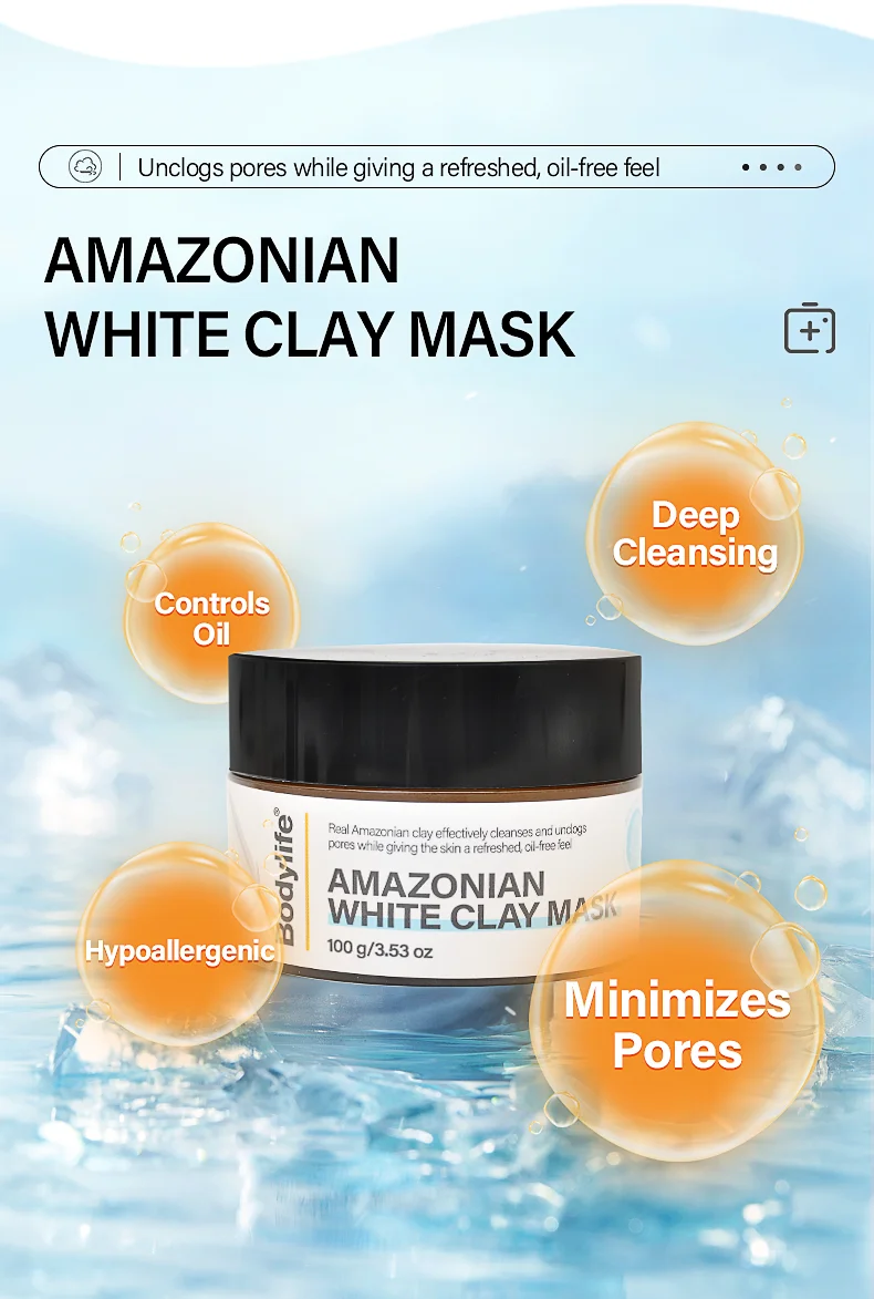 Custom Amazonian White Clay Volcanic Mud Facial Mask Deep Pore ...