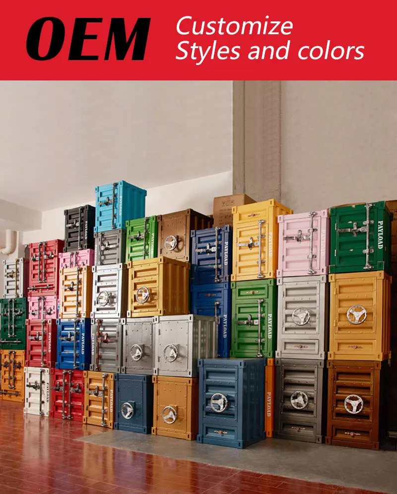 Industrial style container cabinet Storage cabinet Wrought iron table ...