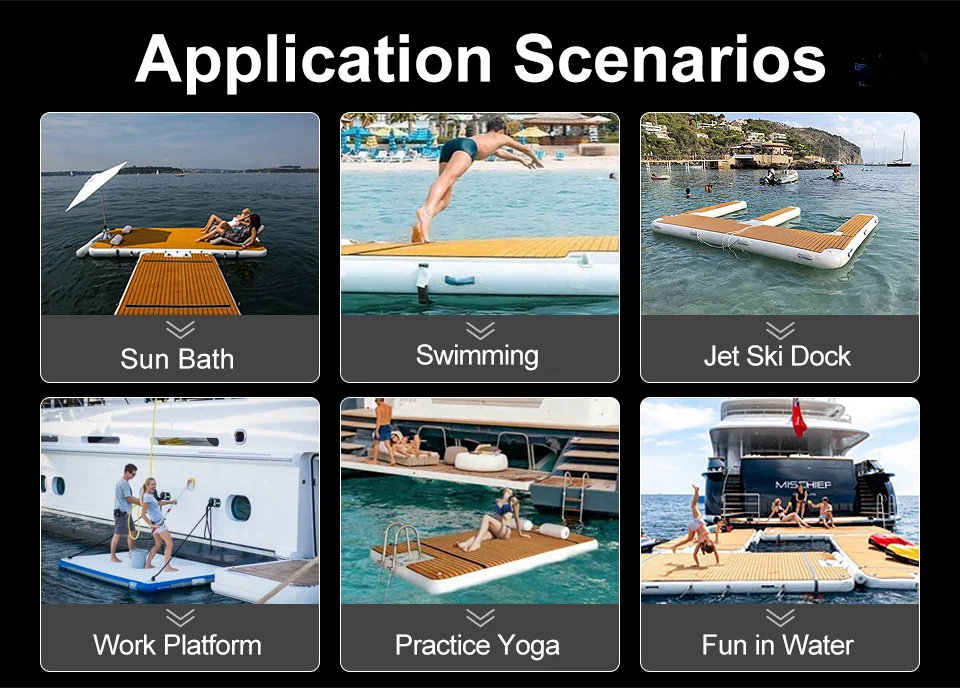 Marine DWF Island Inflatable Yacht Dock Water Floating Platform Swim ...