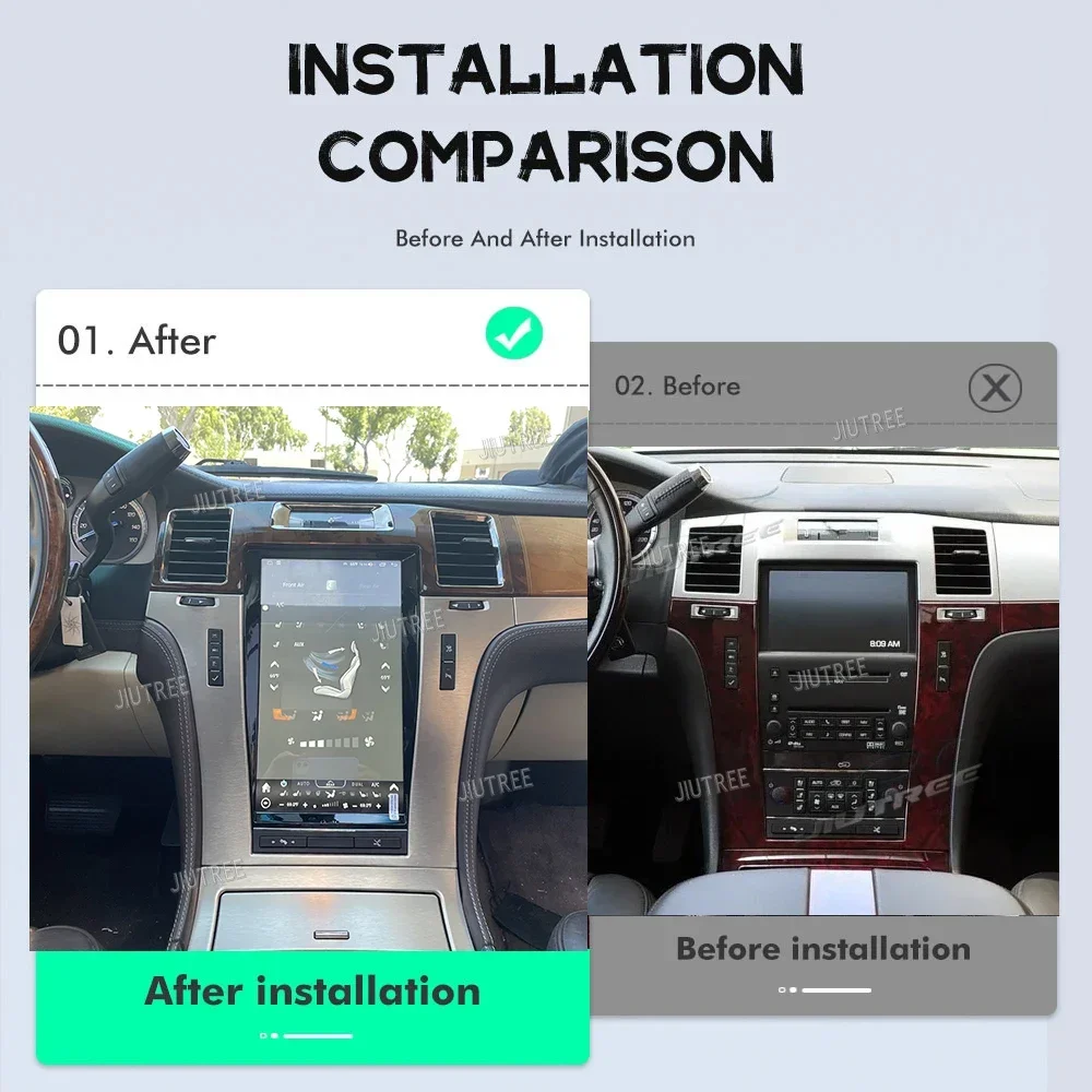 256g Android 12 Touch Vertical Screen For Cadillac Escalade 2007 2008 ...