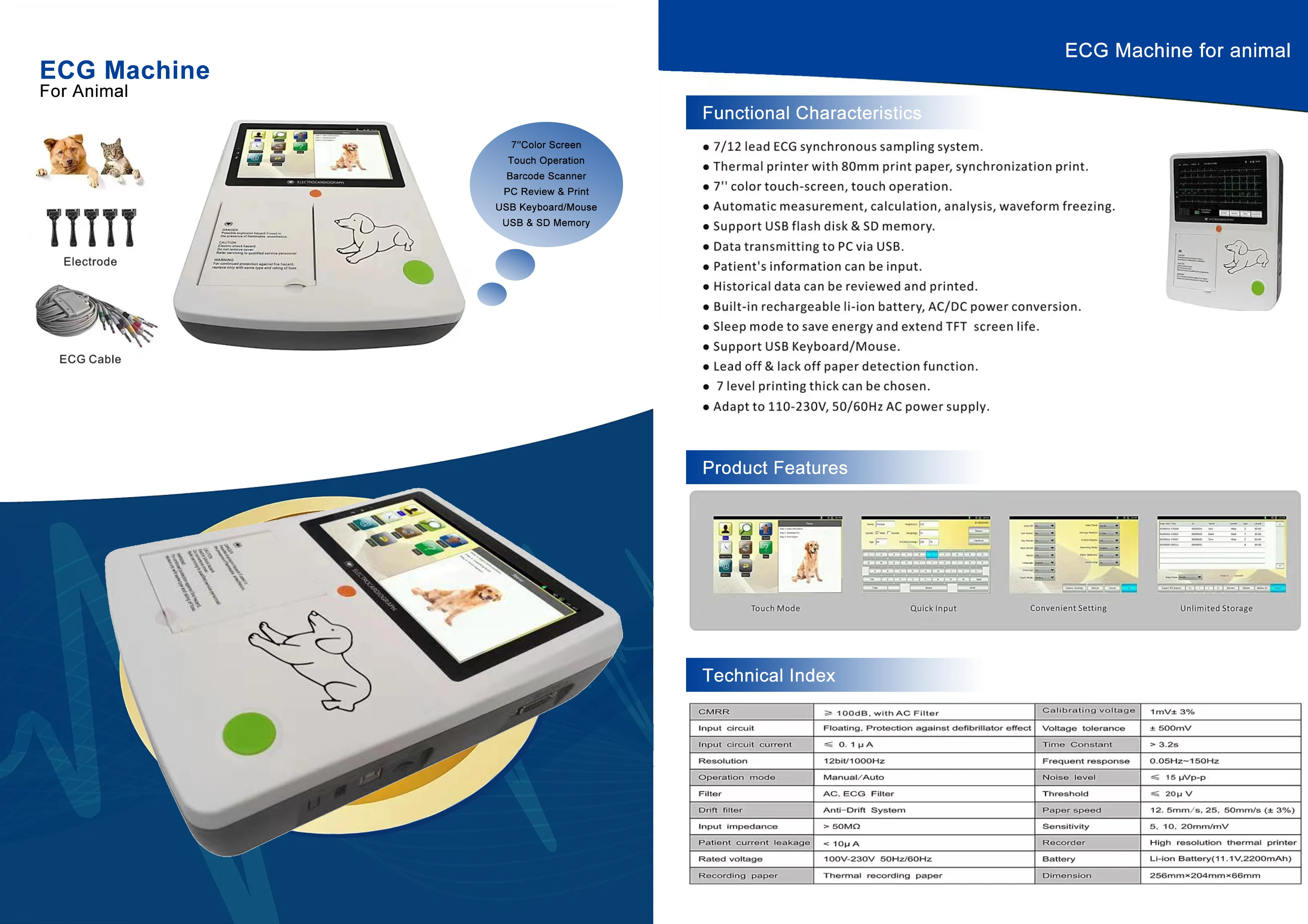 Portable Pet ECG Machine - VET ECG Equipment for Animals
