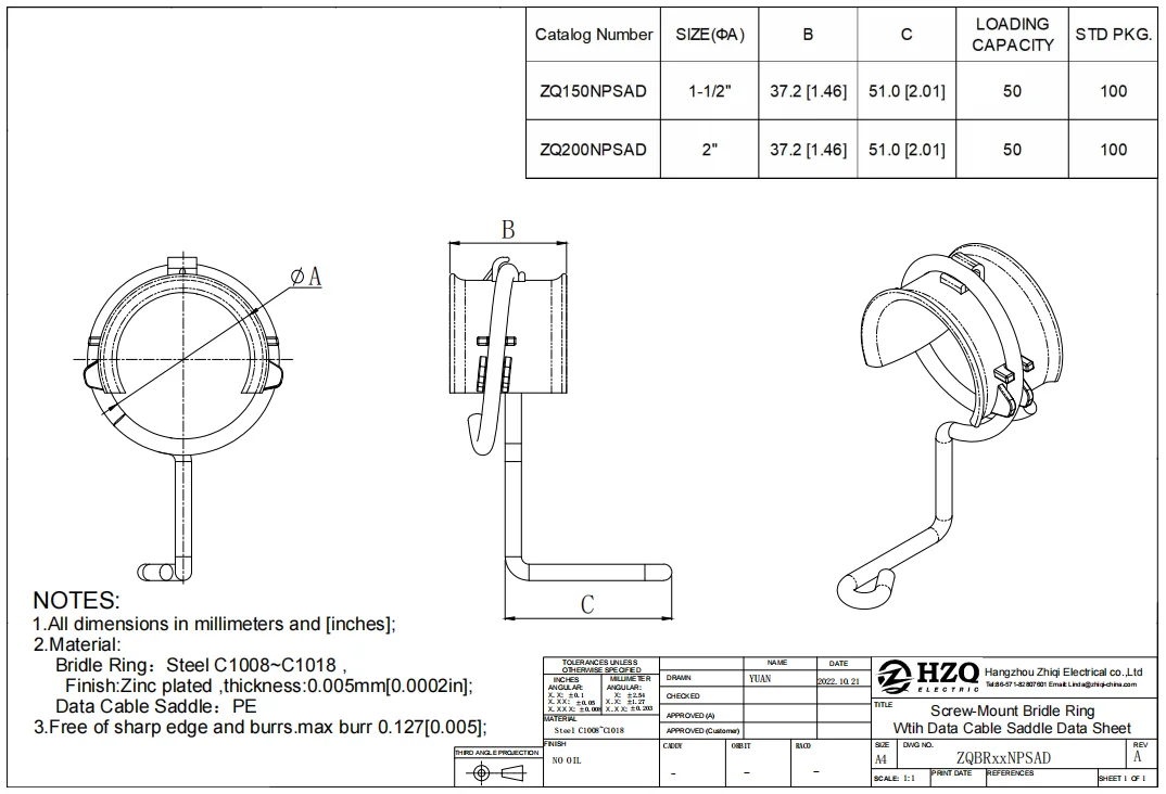 Screw-mount Bridle Ring With Data Cable Saddle - Buy Bridle Ring,Data ...