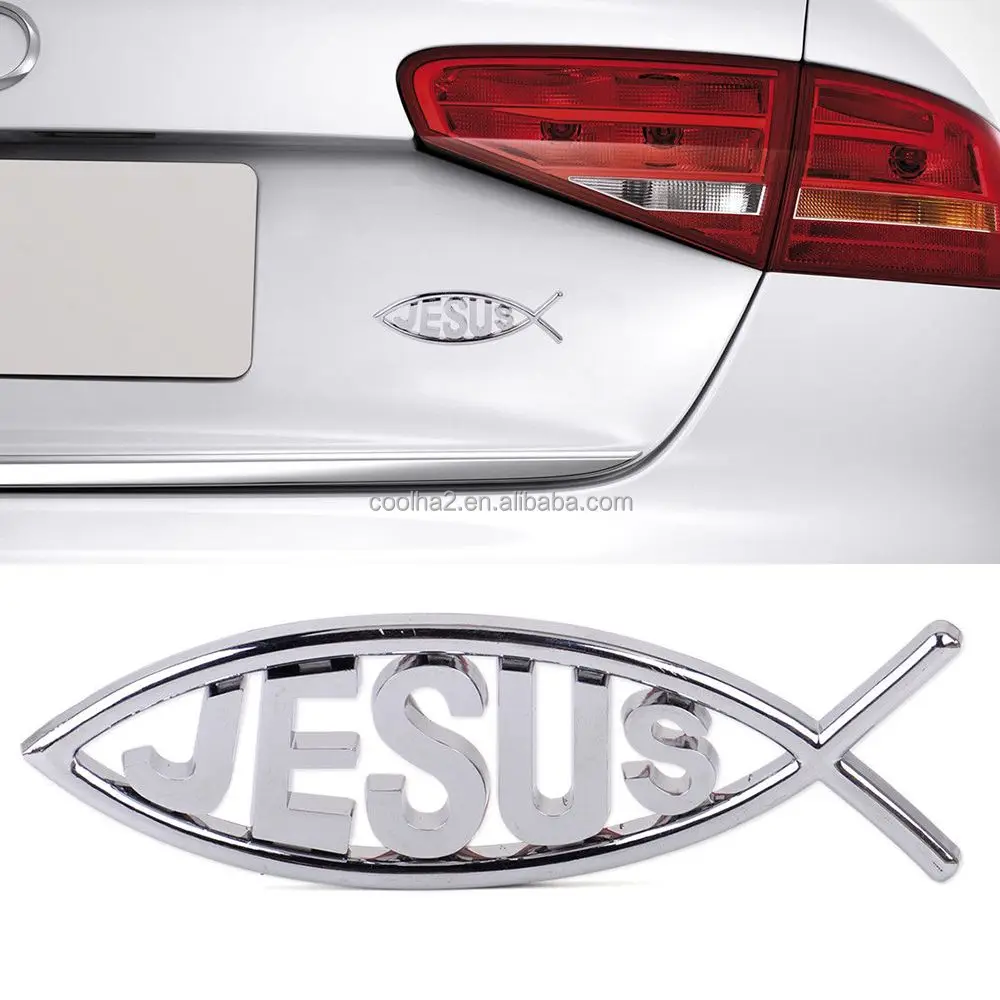 Universal Abs 3d Silver Jesus Fish Logo Emblem Badge Car Stickers For ...