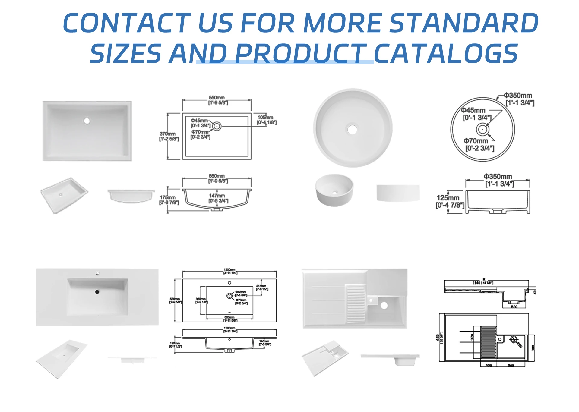 Customizable Size Color Artificial Stone Undermount Single Bowl Basin ...